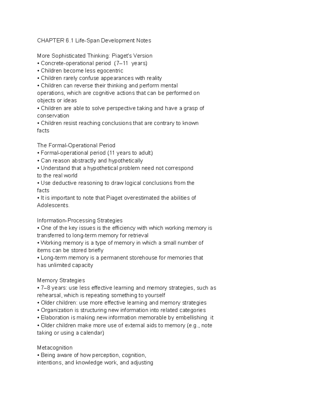 Chapter 6.1 - NIck Jackson Psychology Class - CHAPTER 6 Life-Span ...