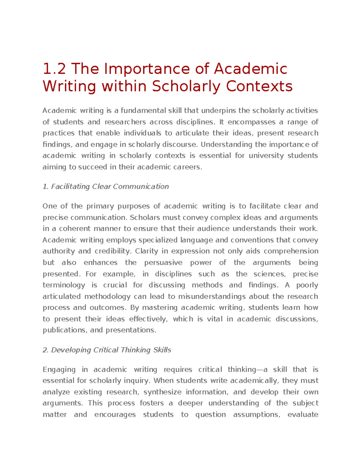 UCU 101 Online Notes - 1 The Importance of Academic Writing within ...