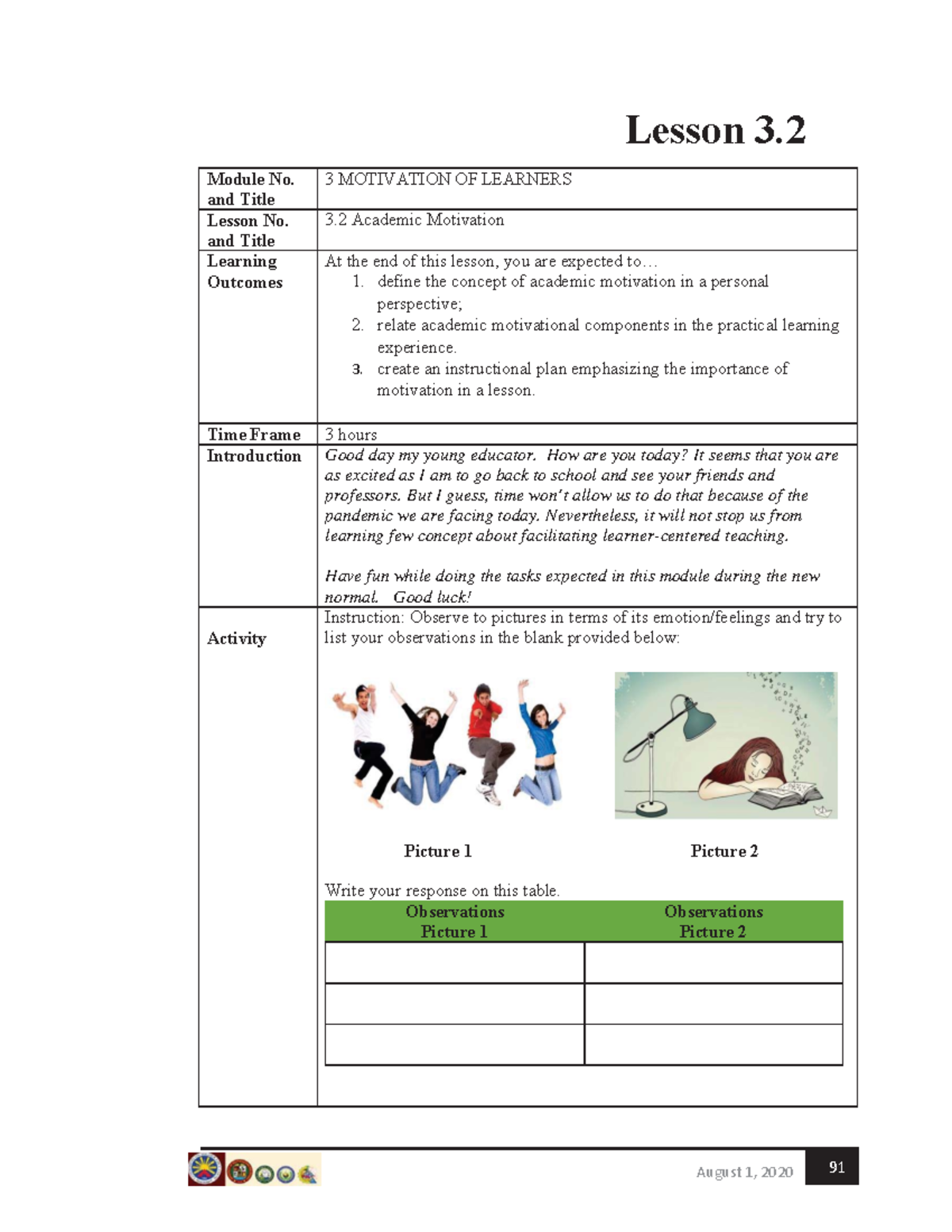 Module - 12 2021 Notes - Lesson 3. Module No. and Title 3 MOTIVATION OF ...