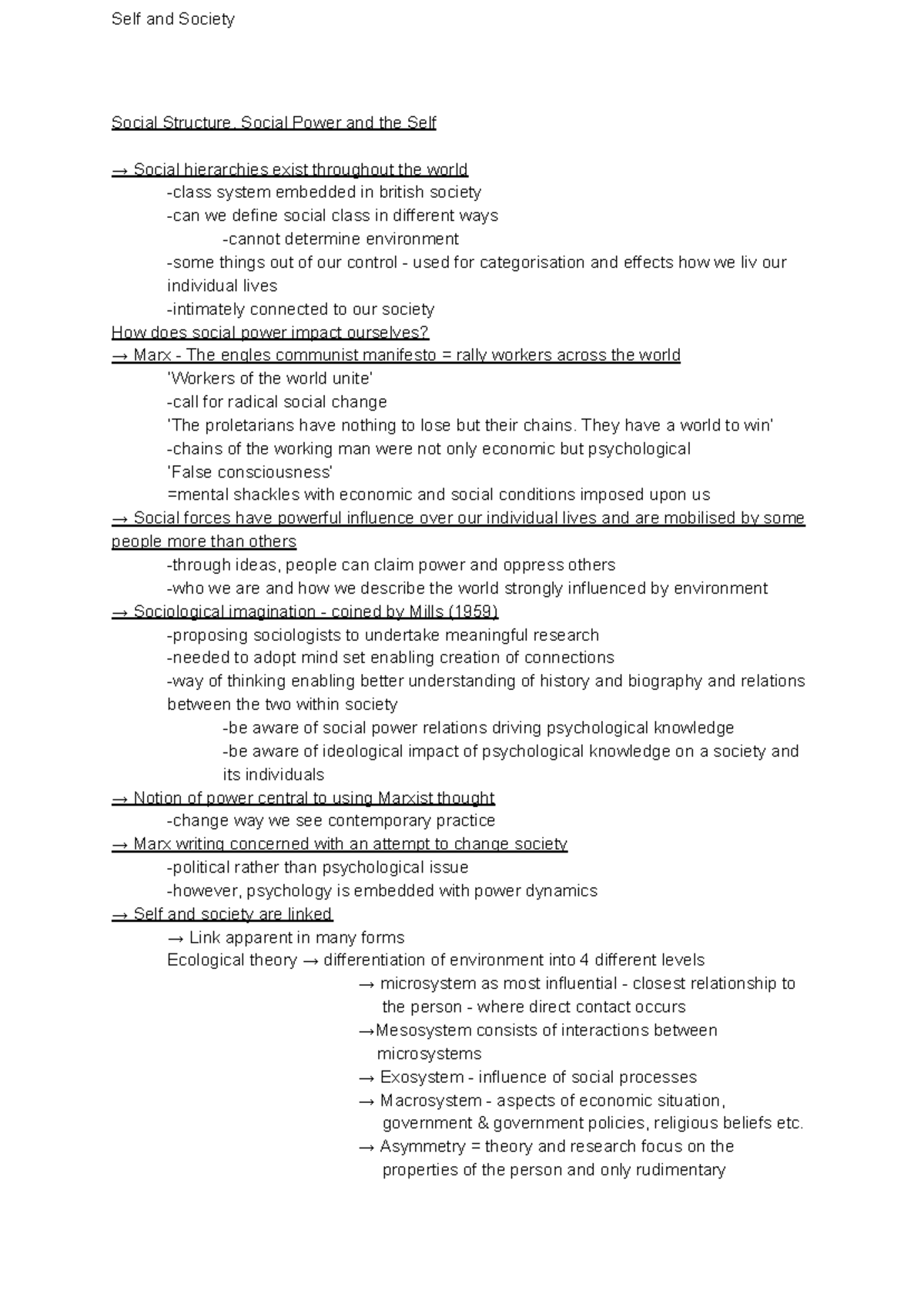 SAS - Lecture 5 - Social Structure, Social Power and the Self - Social ...