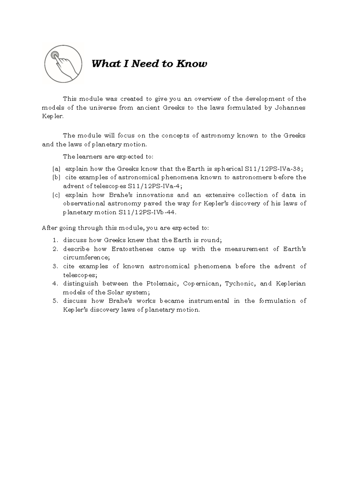 Phy Sci Module 1 - What I Need to Know This module was created to give ...