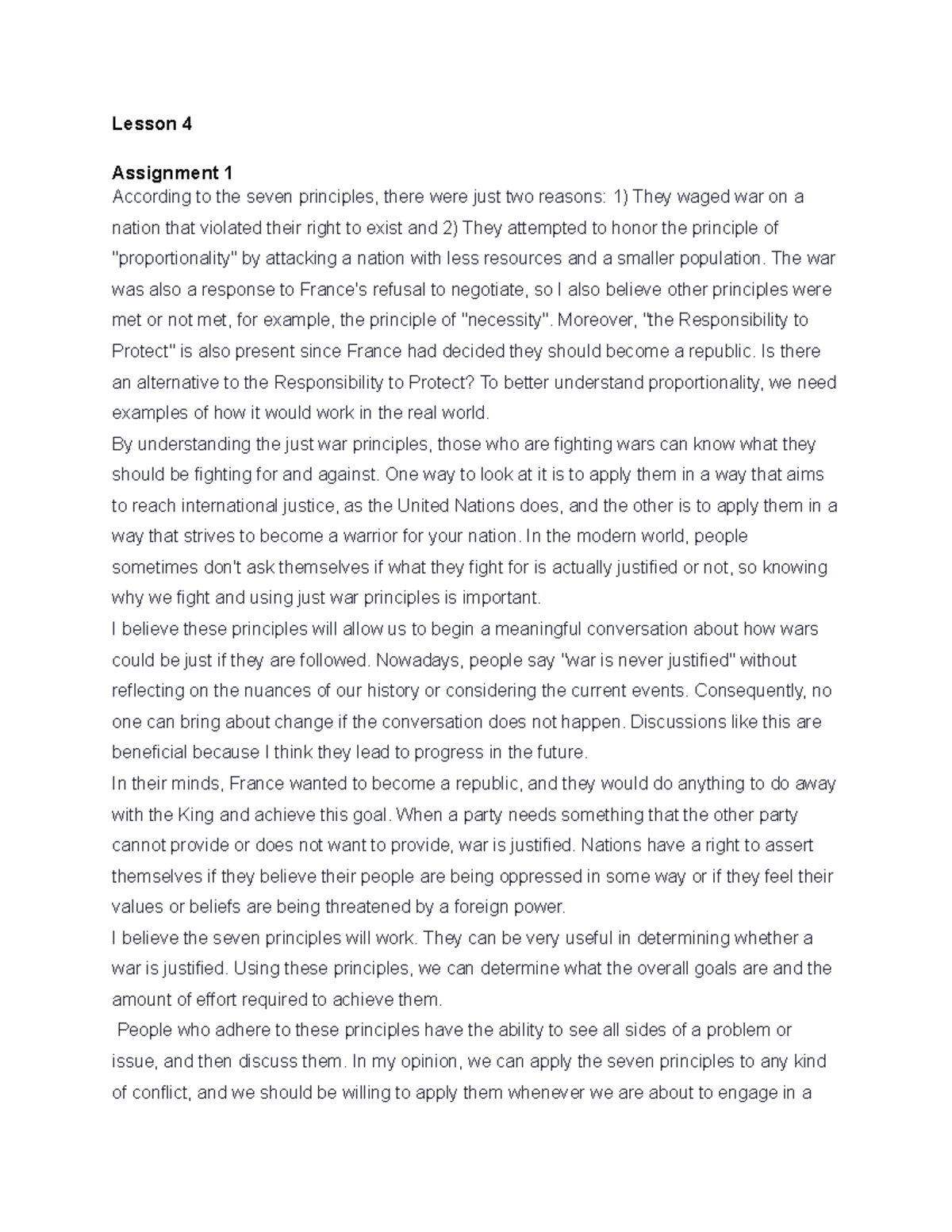 Lesson 4 - history - Lesson 4 Assignment 1 According to the seven ...