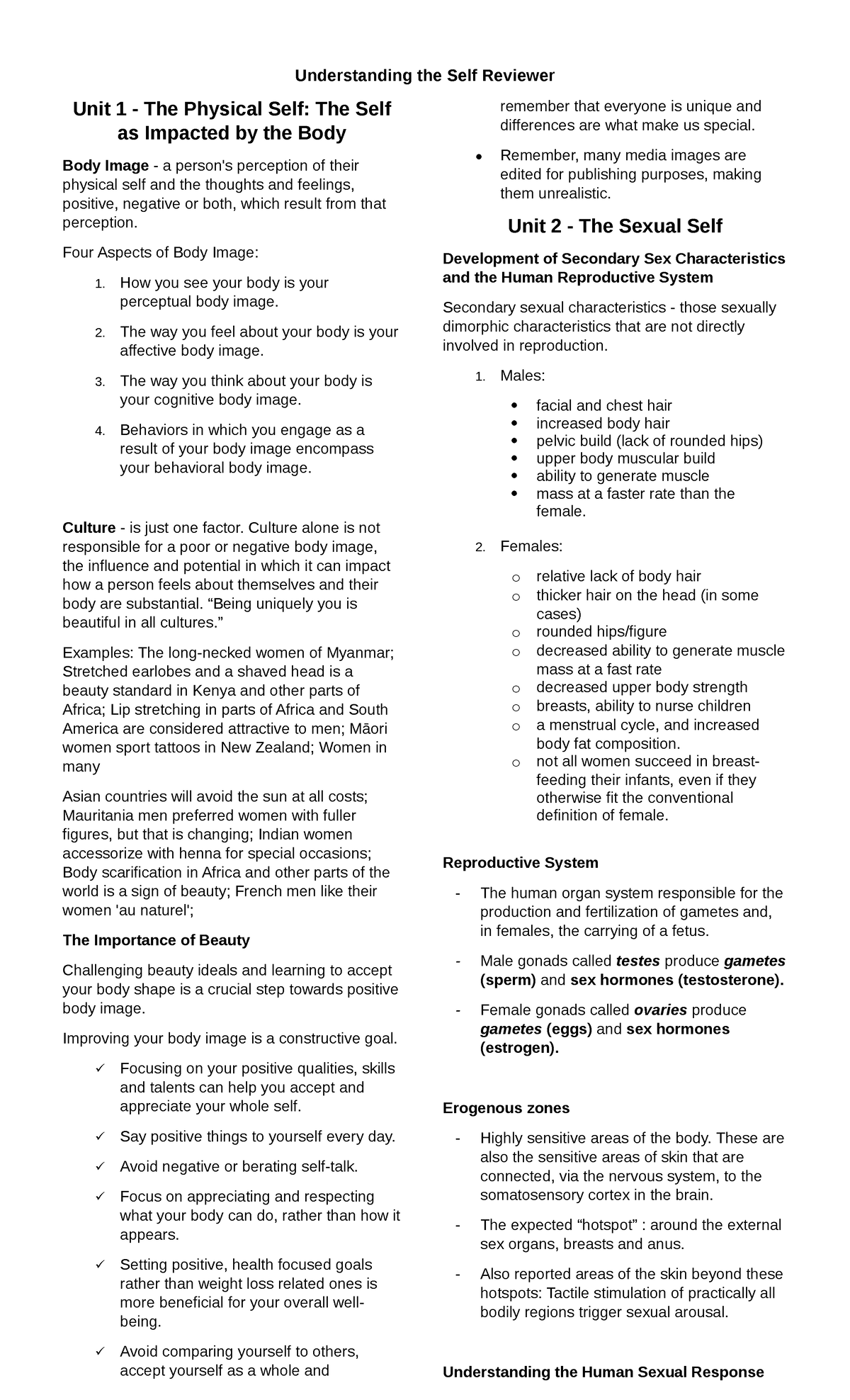 Understanding the Self Reviewer - Four Aspects of Body Image: 1. How ...