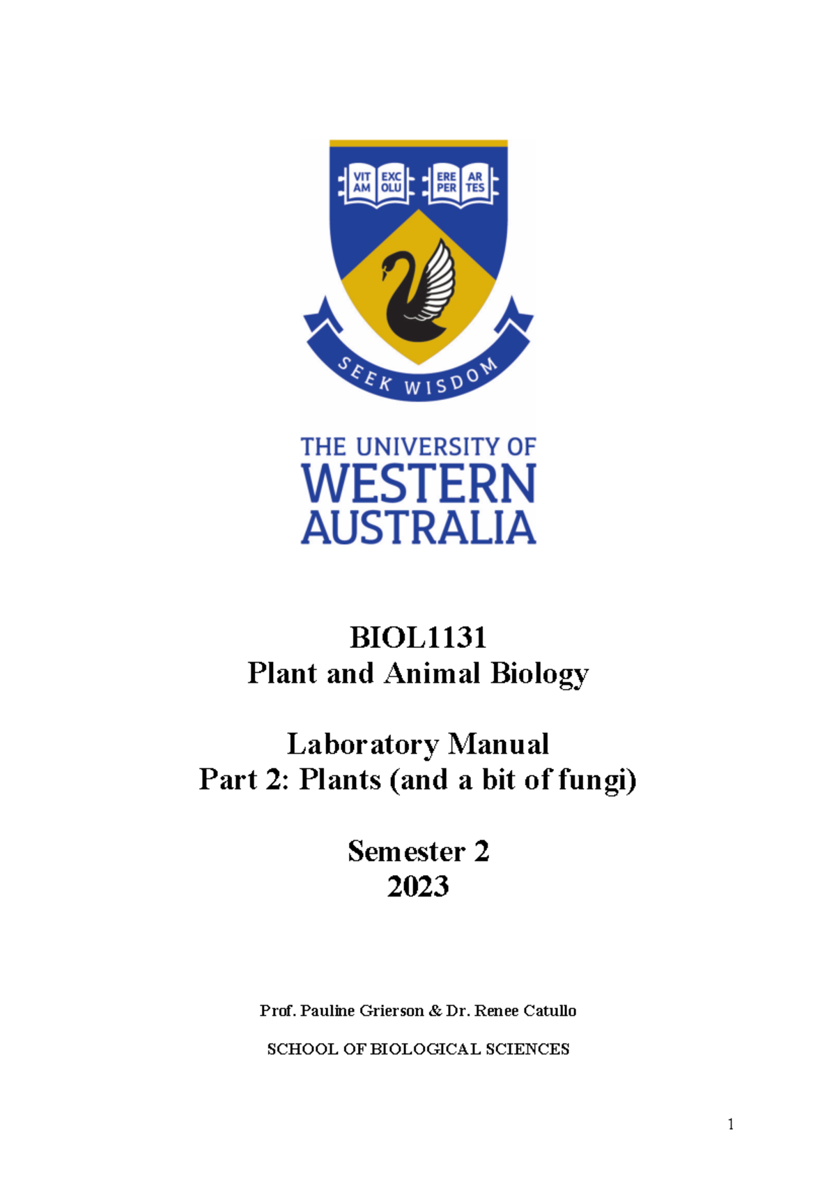 BIOL1131 Lab Manual Part2 Lab 6 Plant leaves - 1 BIOL Plant and Animal ...