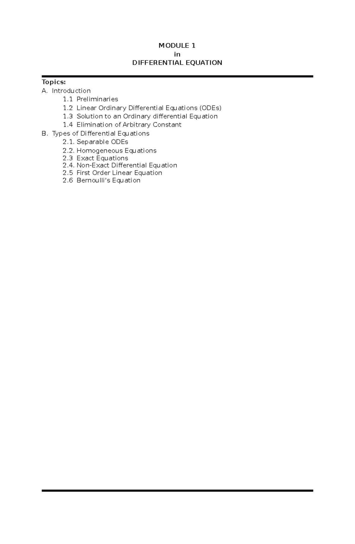 Differential-Equation-Module - MODULE 1 in DIFFERENTIAL EQUATION Topics ...