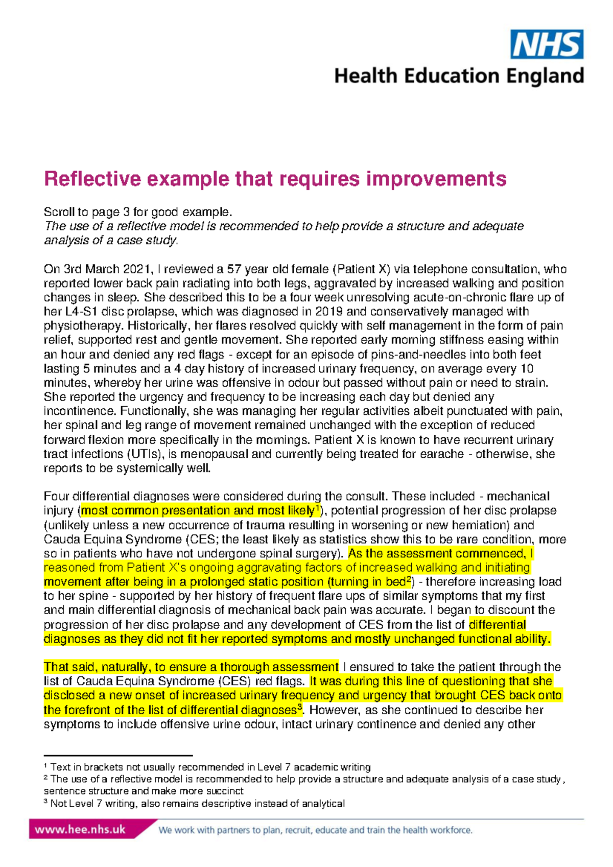 Reflective case study examples - Reflective example that requires ...