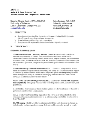 One Health Lab Handout 2022 - ANFS 111 Animal Science Lab One Health on ...