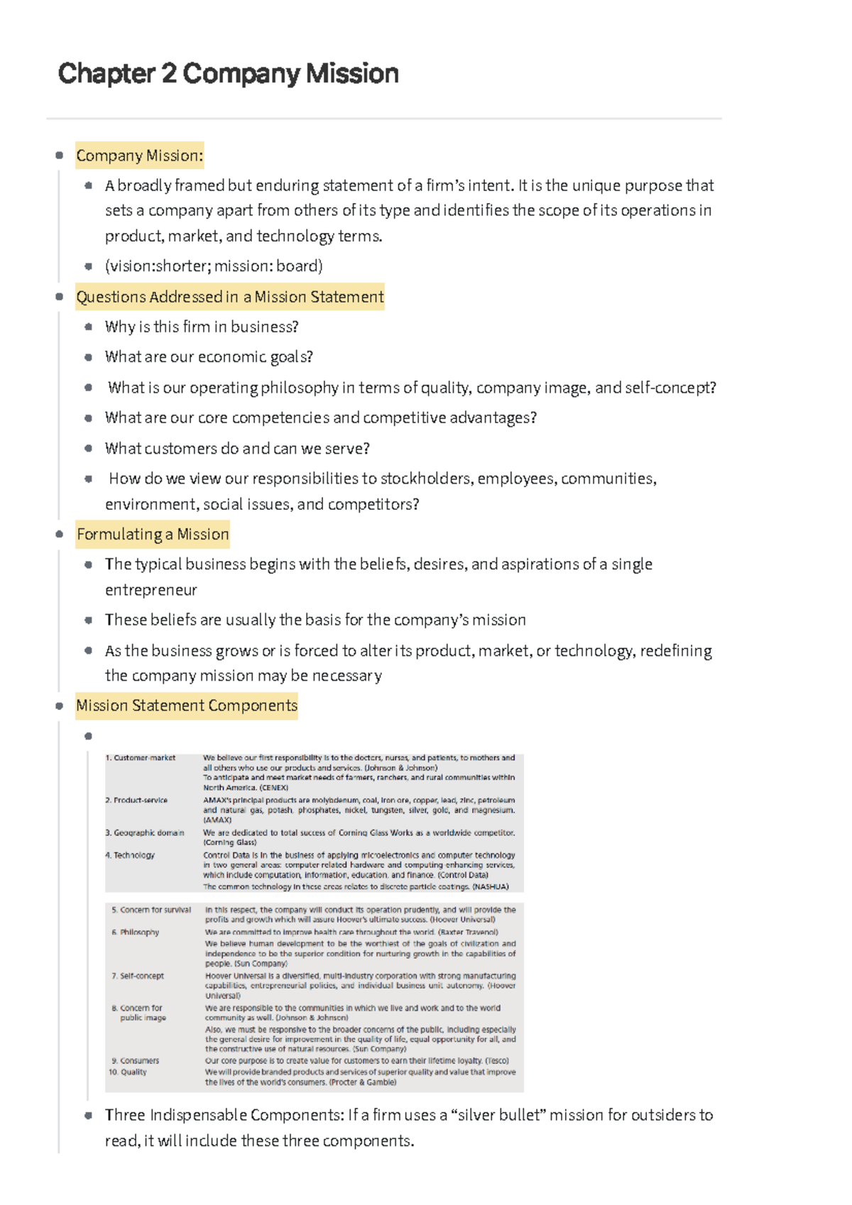 Chapter 2 Company Mission - Chapter 2 Company Mission Company Mission ...