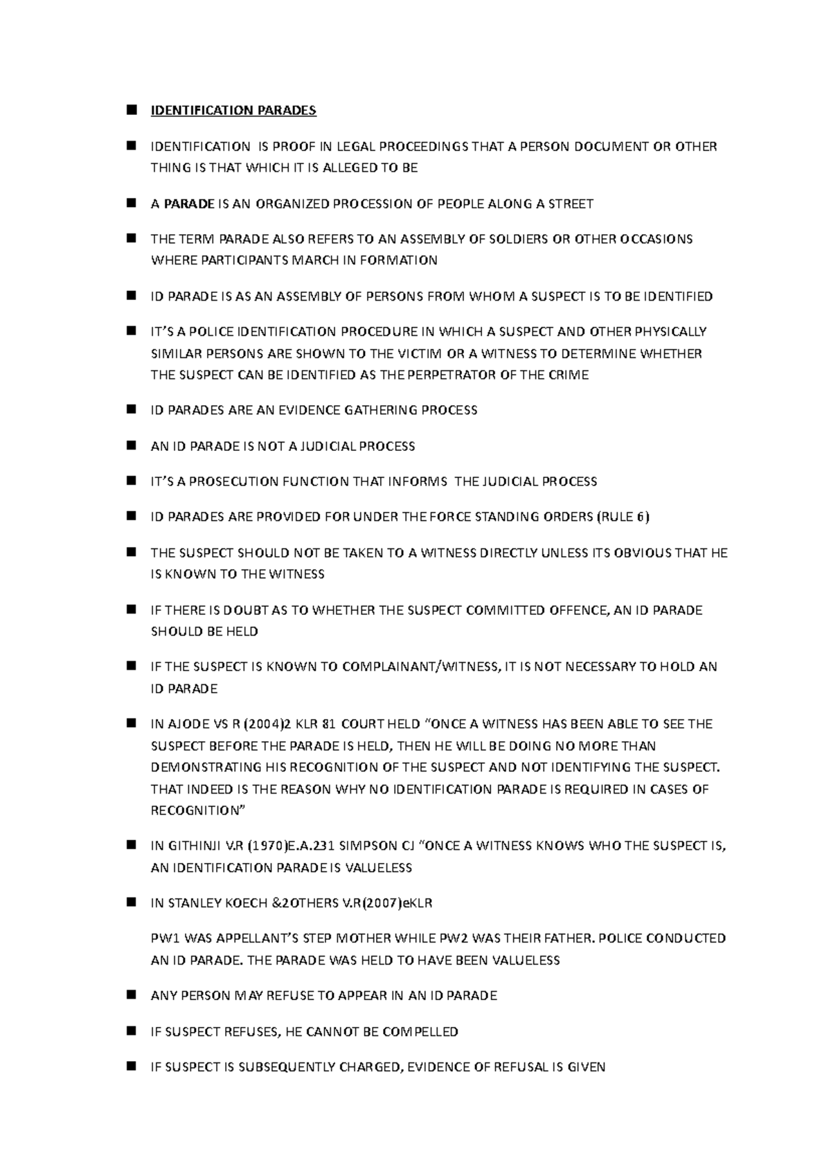 Identification Parades - IDENTIFICATION PARADES IDENTIFICATION IS PROOF IN LEGAL PROCEEDINGS ...