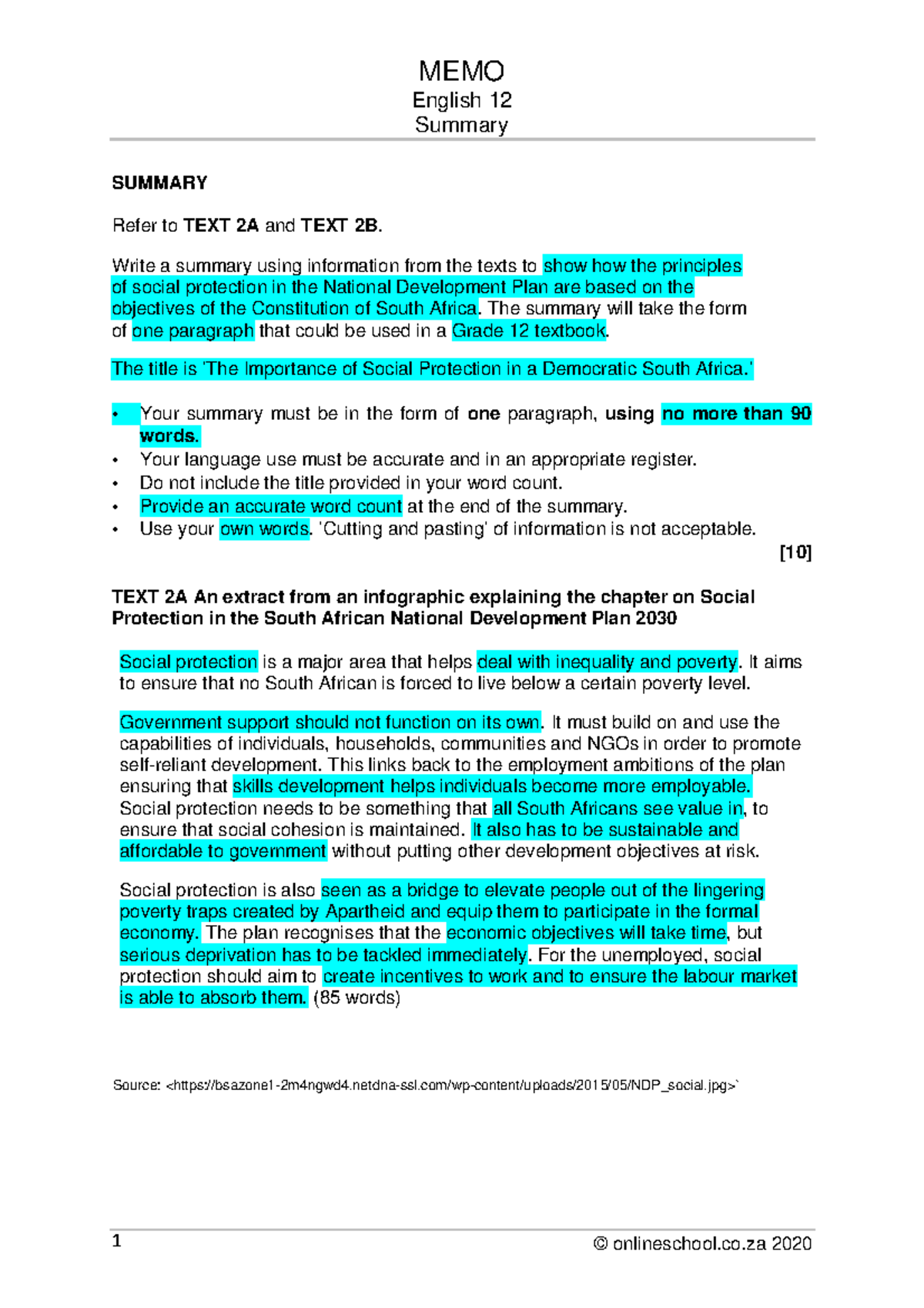 Summary guidelines - English 12 Summary SUMMARY Refer to TEXT 2A and ...