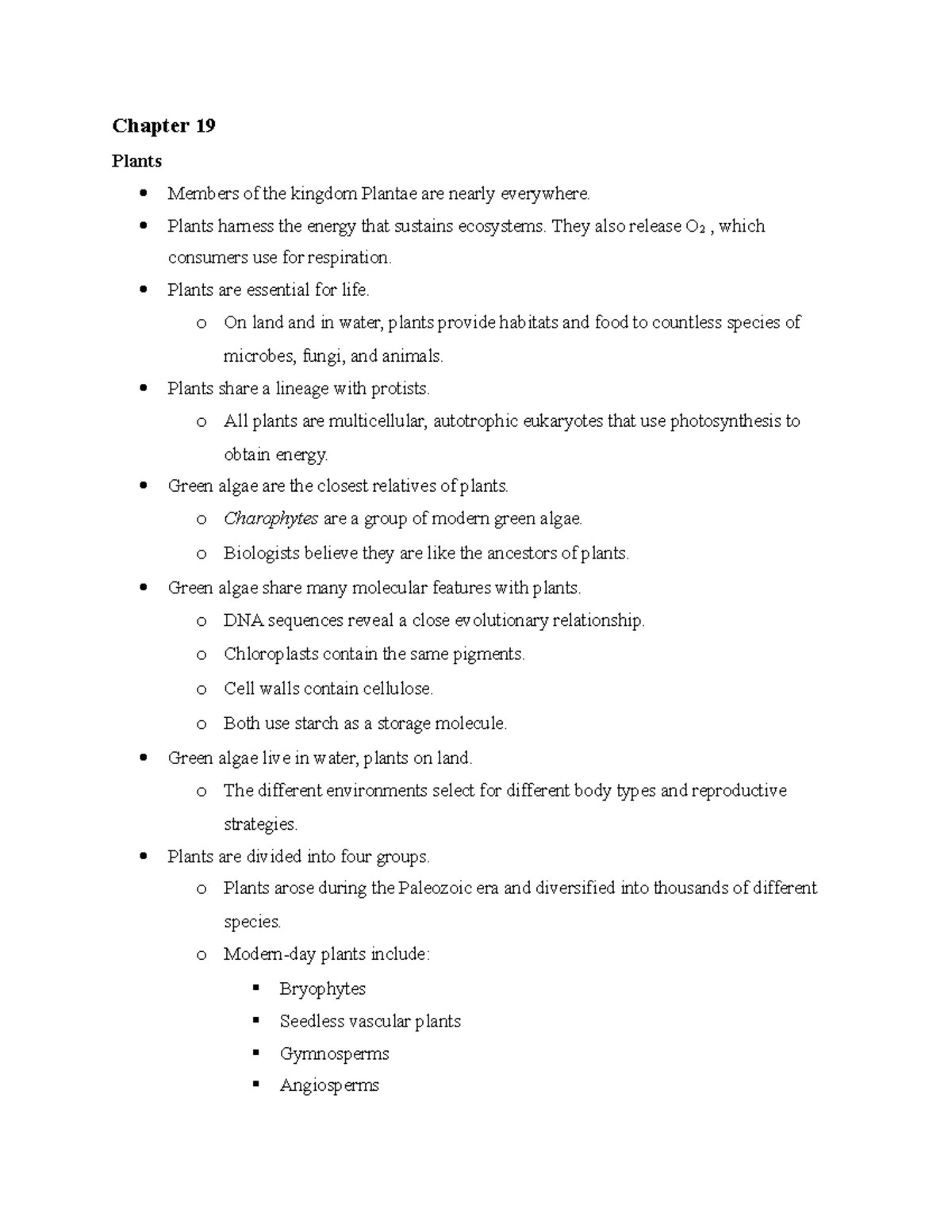 Chapter 19 Notes - Chapter 19 Plants Members of the kingdom Plantae are ...