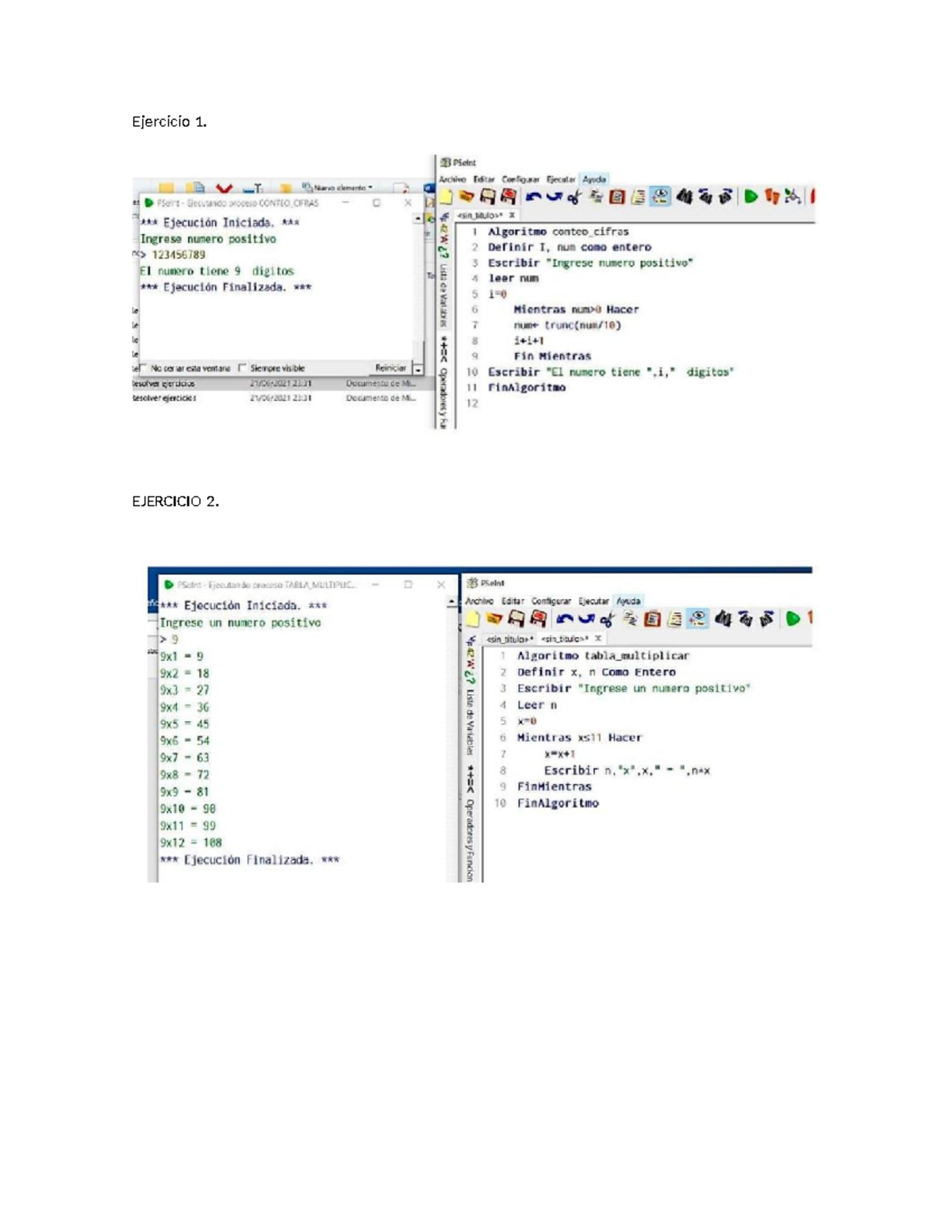 S13 Algoritmos - excelente - Ejercicio 1. 3 PSeint Archivo Editar Configurar Ejecutar Ayuda ...