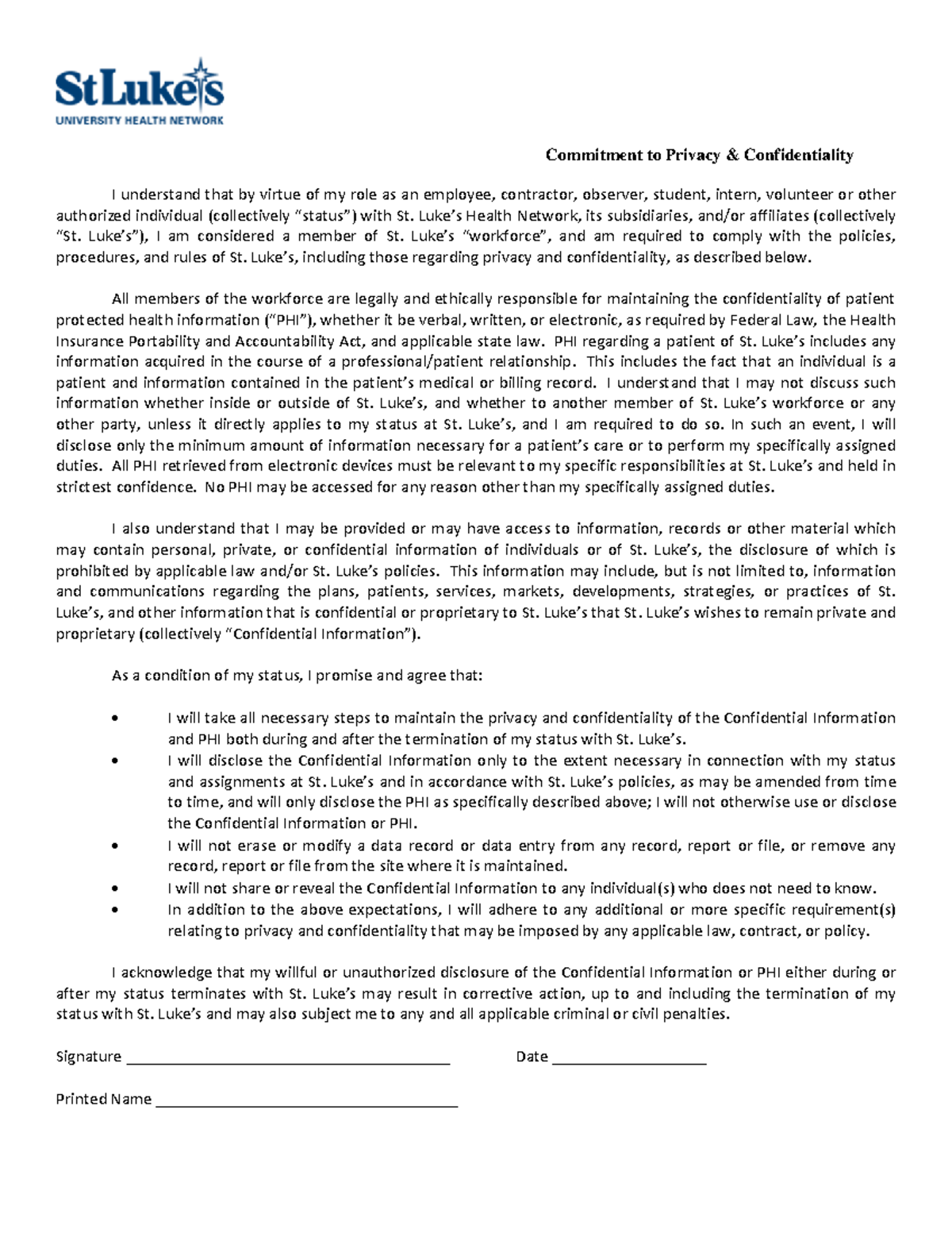 Commitment to Privacy and Confidentiality 01 - Commitment to Privacy & Confidentiality I - Studocu