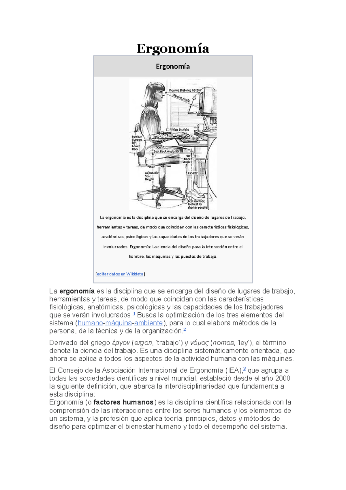 Ergonomía - Ergonomía Ergonomía La ergonomía es la disciplina que se ...