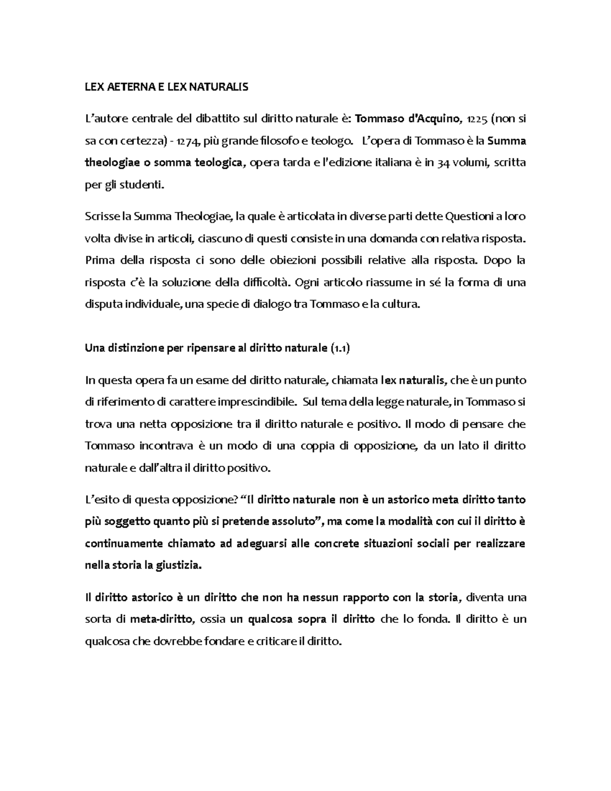Appunti Lezioni Tommaso D' Aquino - corso Teoria generale del diritto ...
