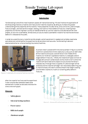 Tensile Testing Lab report - ENGG100 - MQ - StuDocu
