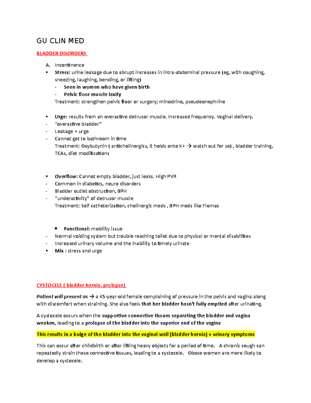 GU CLIN MED long notes - clinical pearls for GU system ANATOMY - BIOSC ...