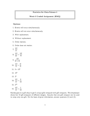 Stats 1 Week 8 GA 🔥 - Statistics for Data Science- Week 8 Graded Assignment Zaheer Khan has ...