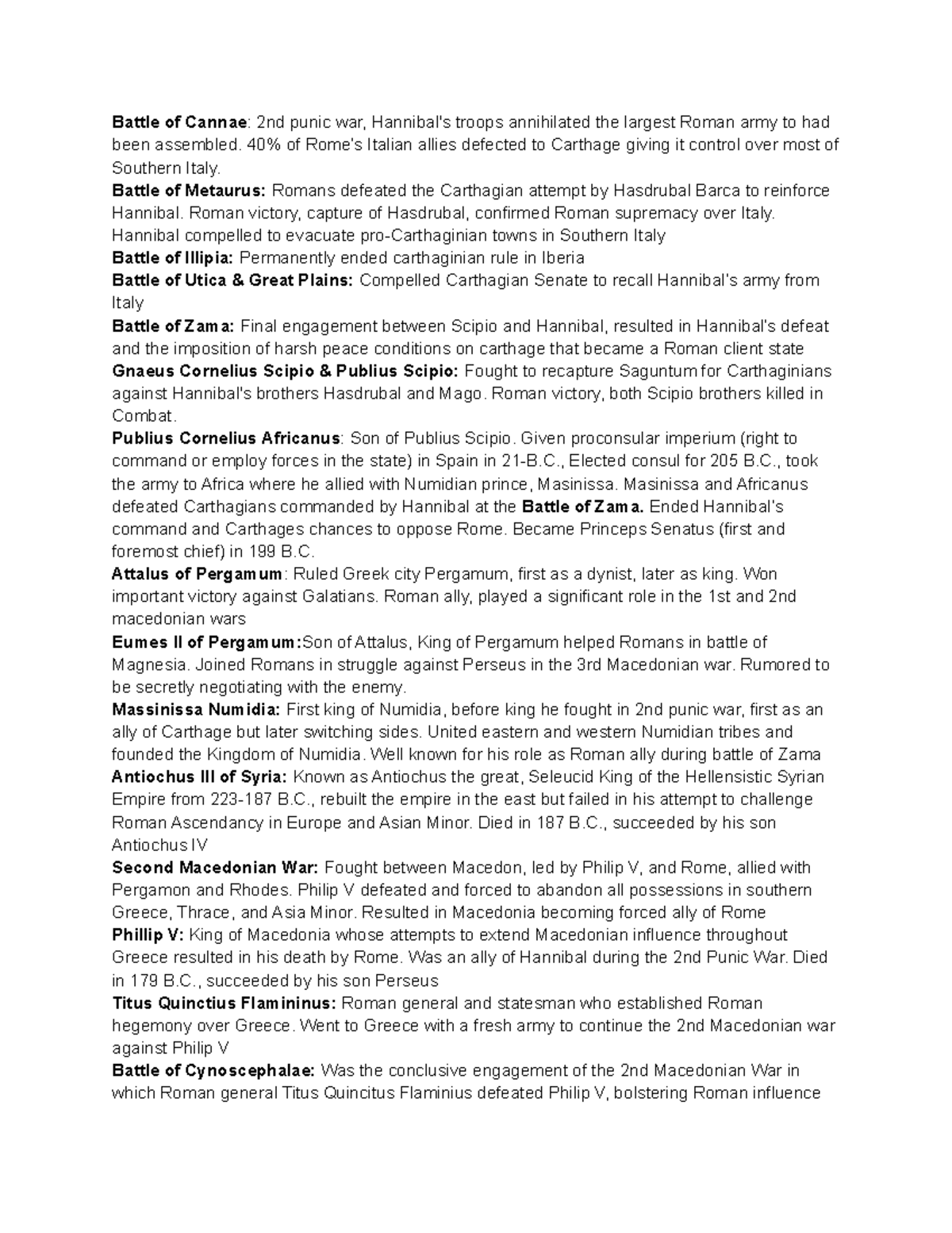 Study guide - Summary Roman History - Battle of Cannae: 2nd punic war ...
