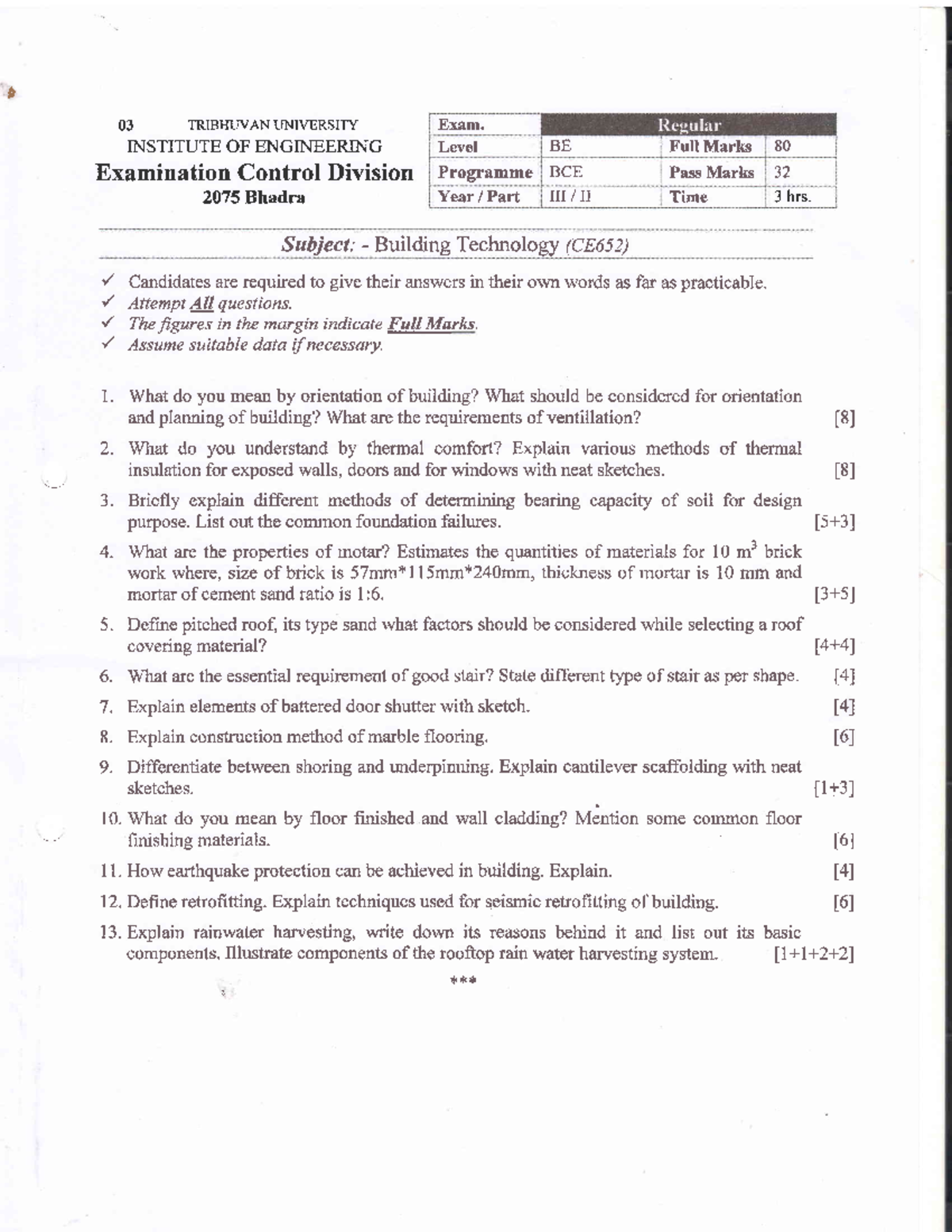 Building Technology - B.tech - 03 TRIBHUVAN UNIVERSITY INSTITUTE OF ...