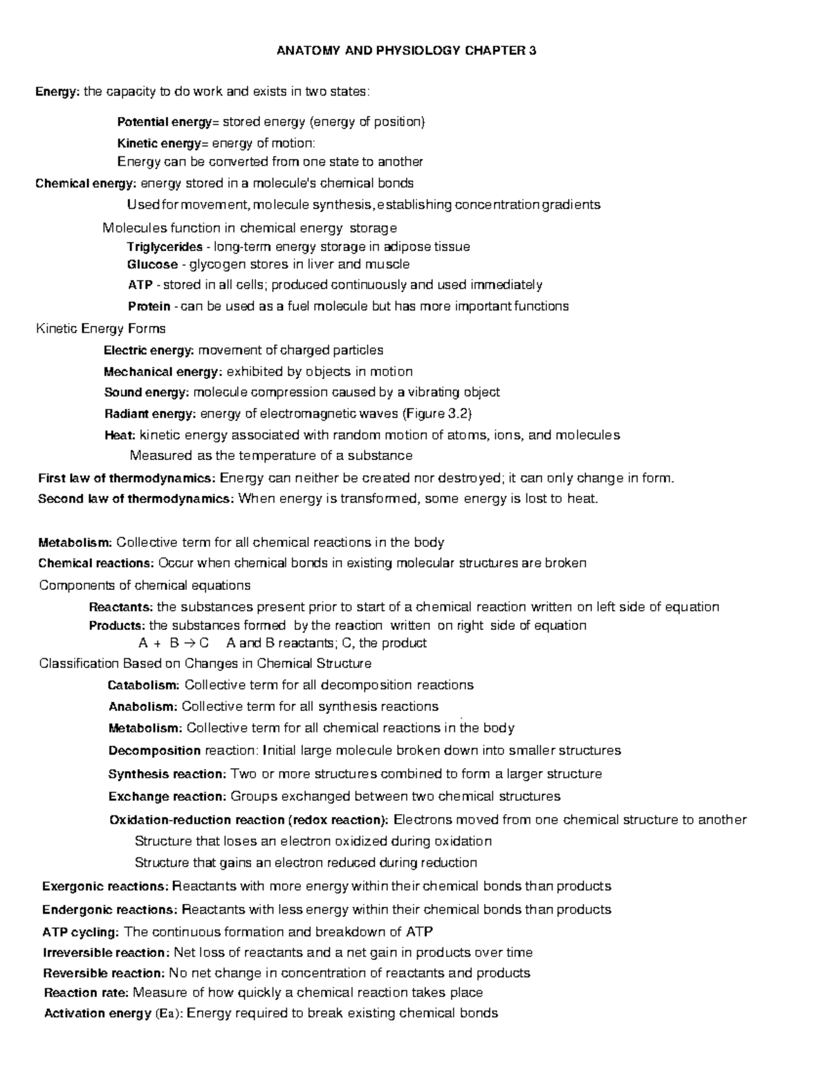 BIOL 2401-Chapter 3 - Chapter 3 Summary - ANATOMY AND PHYSIOLOGY ...