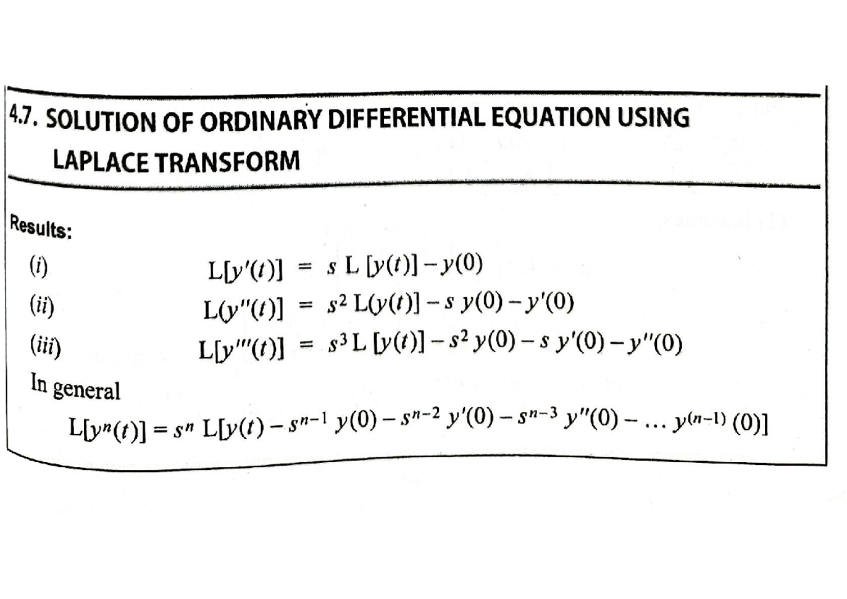 Solution of ordinary differential equations using Laplace transform - B.tech - Studocu