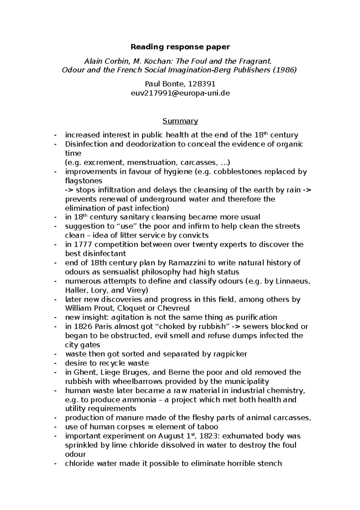 04 Reading Paper - New Sensibilities - Reading response paper Alain ...