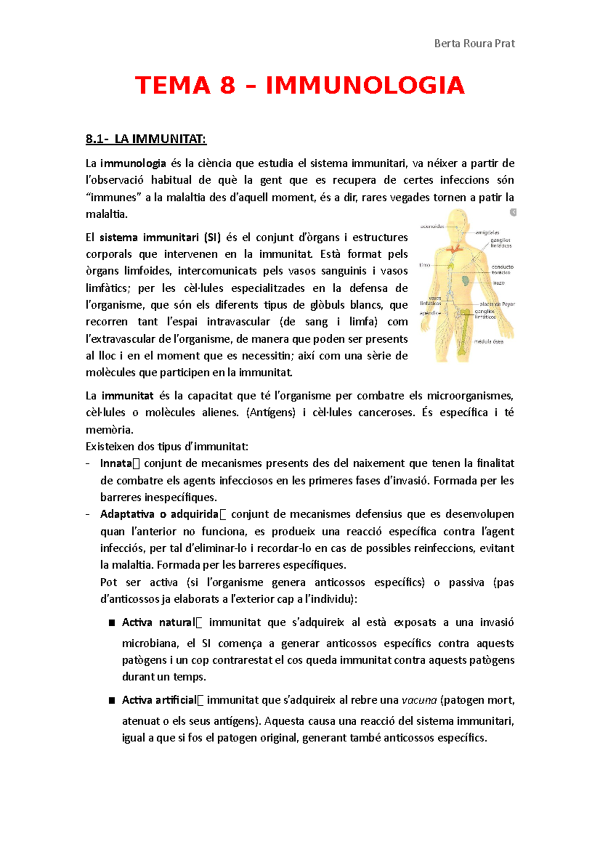 TEMA 8 - immunologia 1 - asdfghjkl - TEMA 8 – IMMUNOLOGIA 8- LA ...