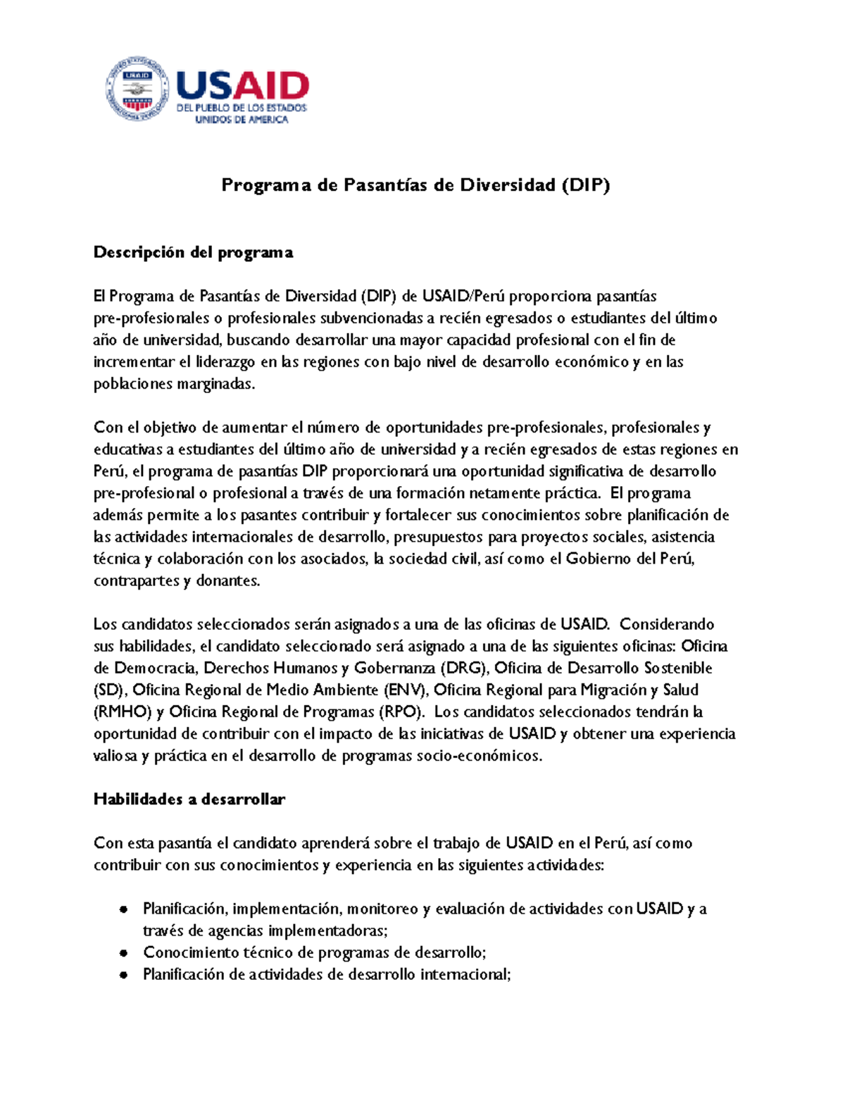 Convocatoria DIP 2023 - Ignorar - Programa de Pasantías de Diversidad (DIP) Descripción del ...
