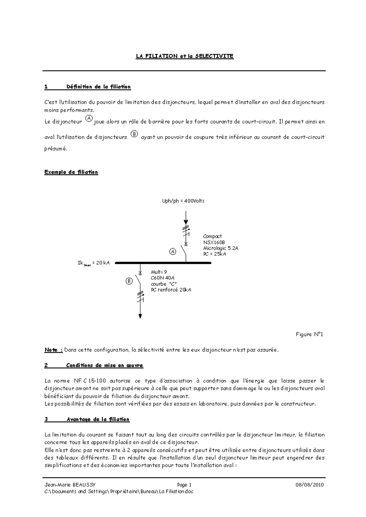 Filiation selectivite - Jean-Marie BEAUSSY Page 1 08/08/ 1 Définition ...