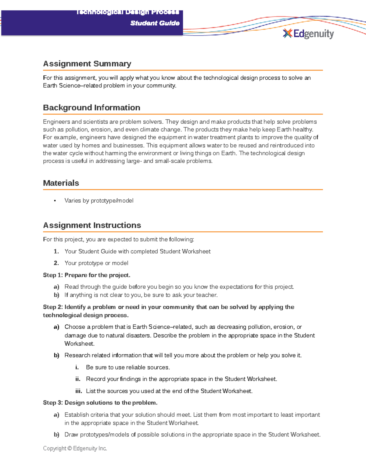Project-Technological Design Process-student guide - Google Docs ...