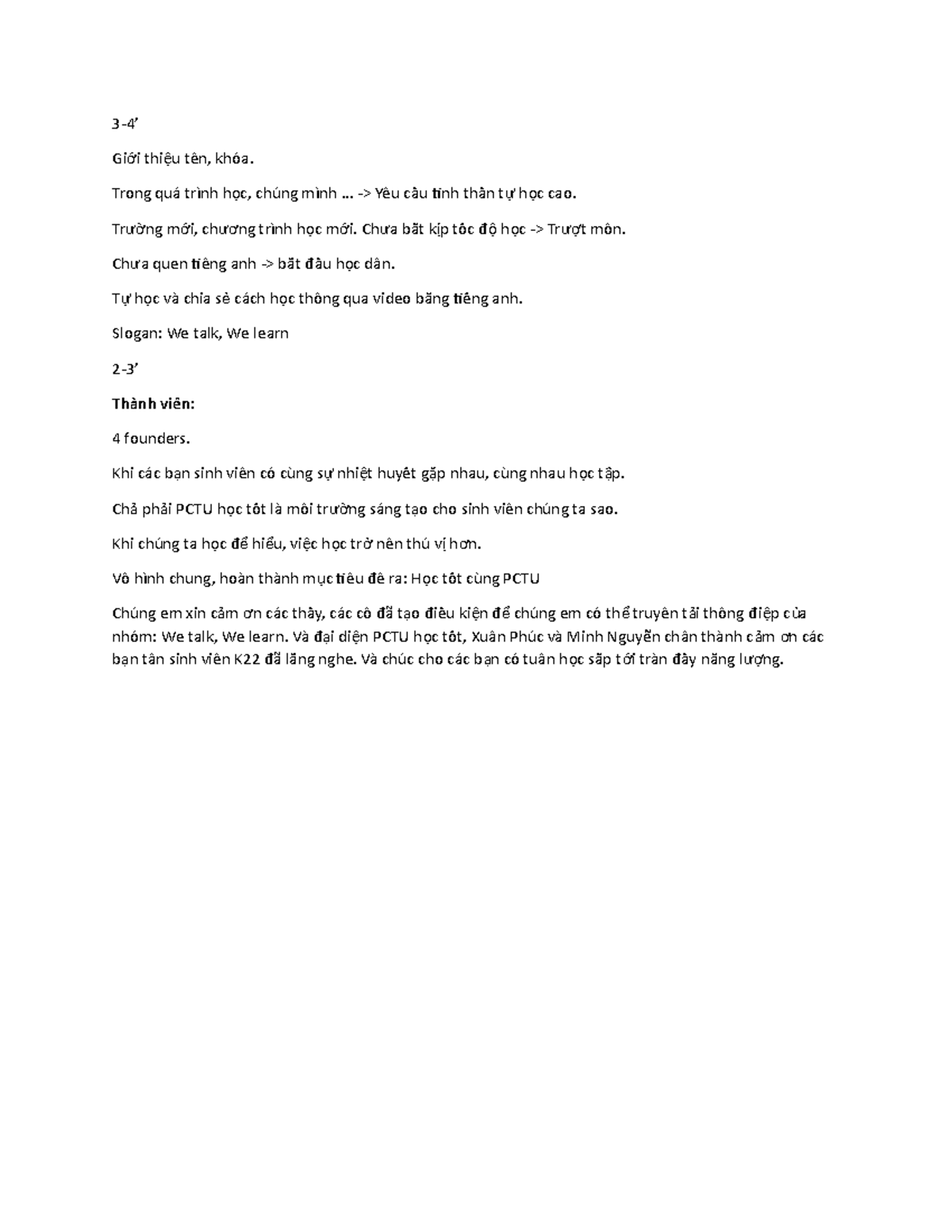 Giới thiệu PCTU học tốt - Triết - 3-4’ Gi i thi u tên, khóa. ớệ Trong quá trình h c, chúng mình ...