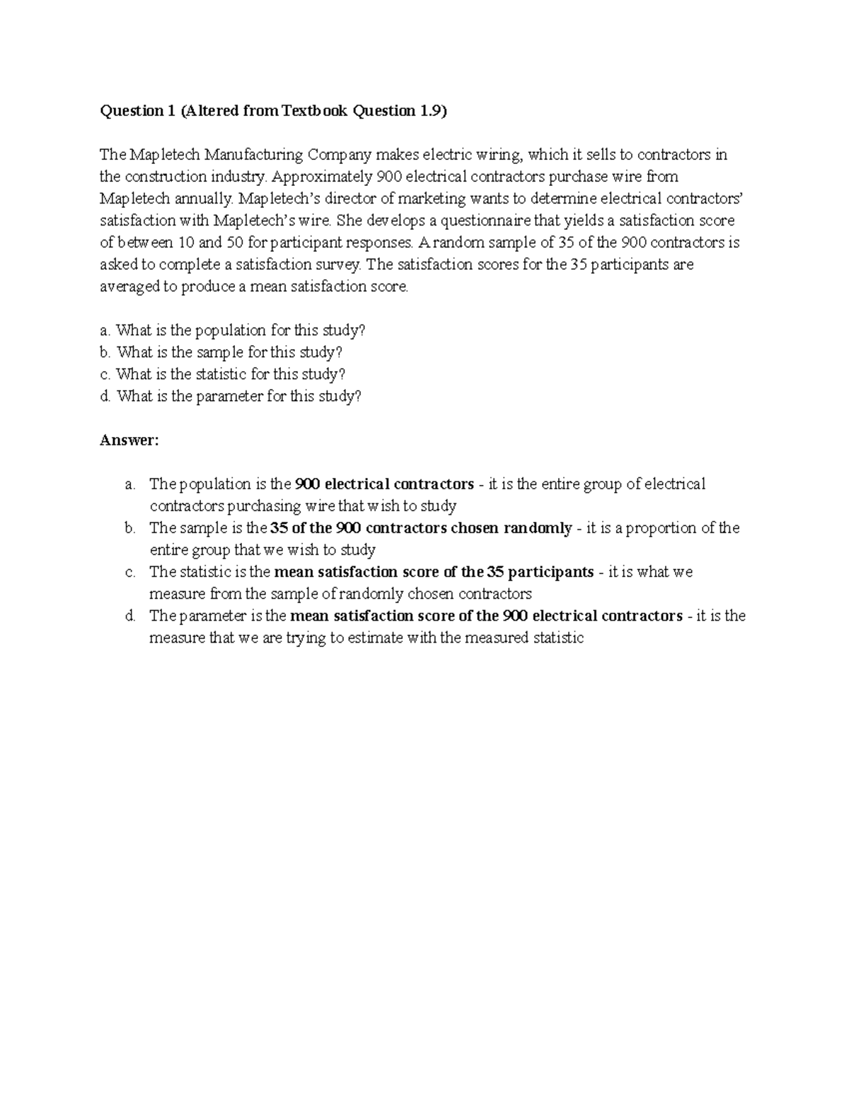 Tutorial Chapter 1 Answers - Question 1 (Altered from Textbook Question ...