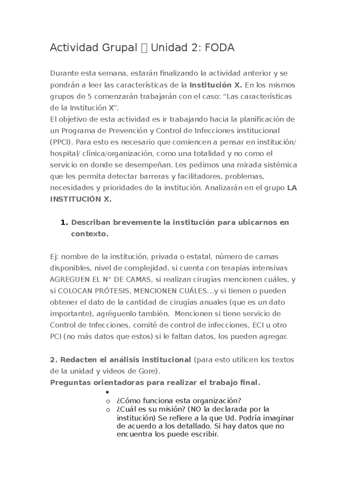 Actividad Grupal 👥 Unidad 2 - Actividad Grupal 🐀 Unidad 2: FODA Durante esta semana, estarán ...