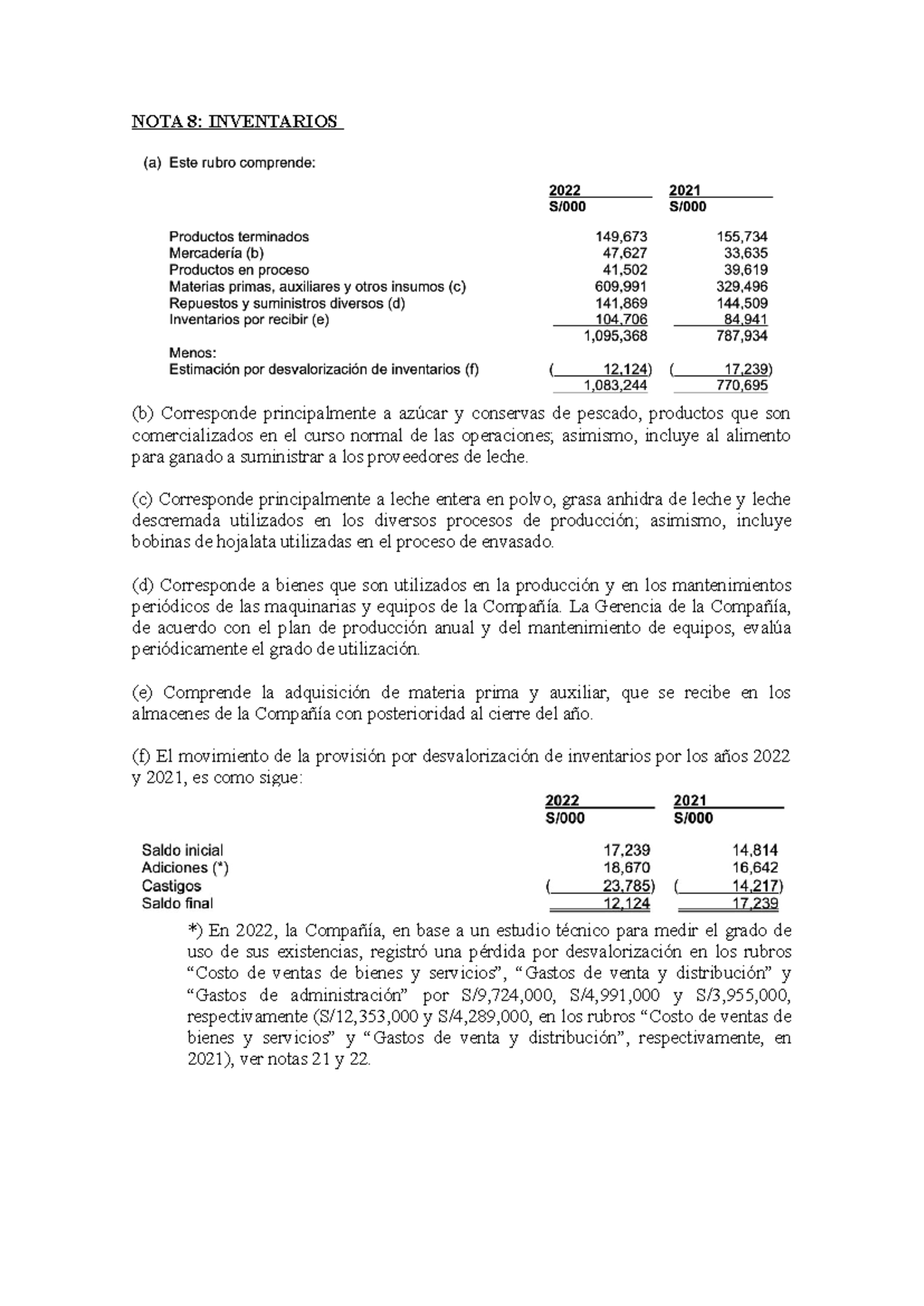 NOTA 8 - notas de la nota 8 de las nic - NOTA 8: INVENTARIOS (b ...