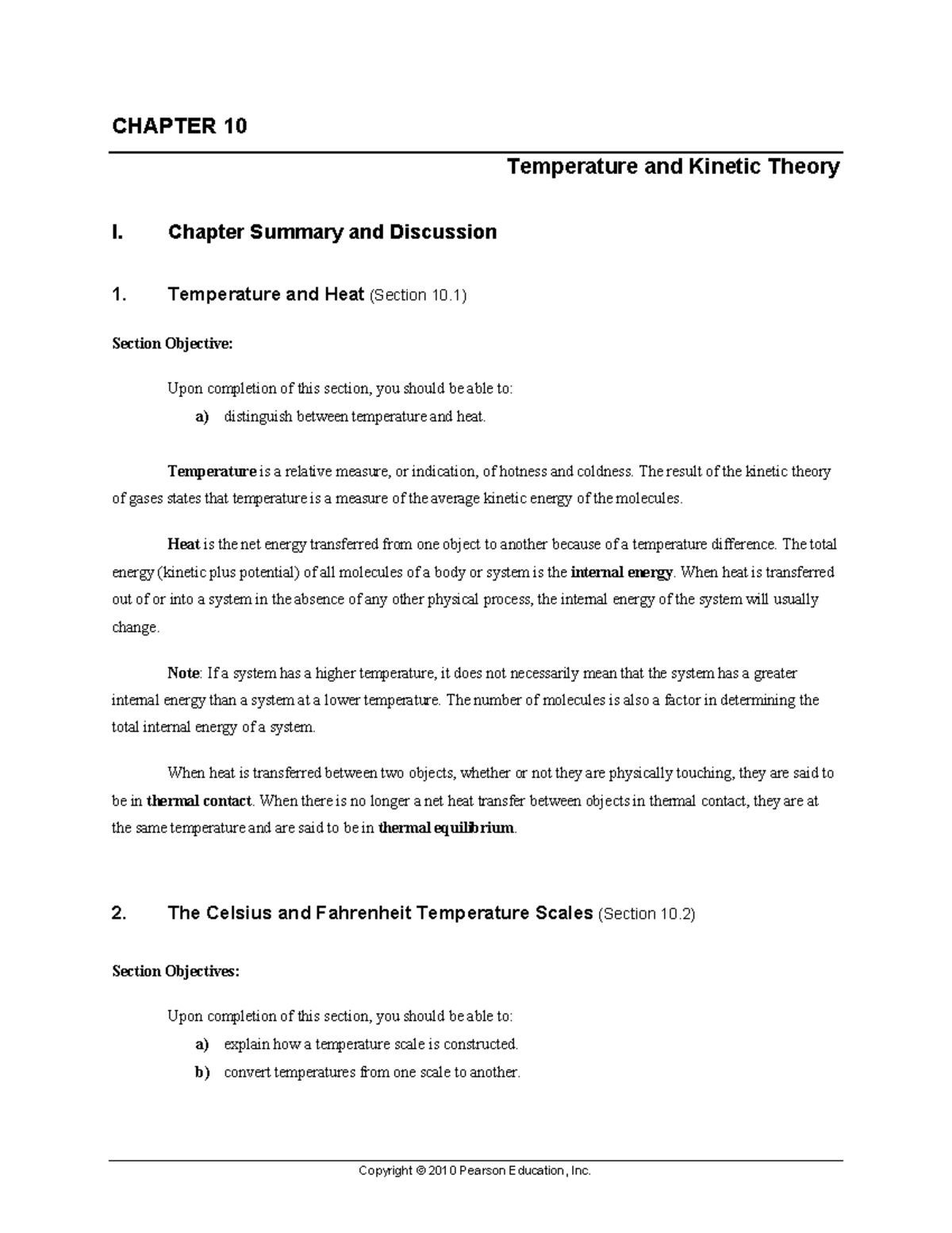 SG Ch 10-2 - Lecture notes - CHAPTER 10 Temperature and Kinetic Theory ...