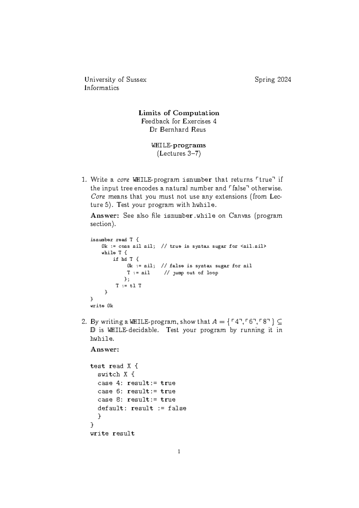 Ex4sol - Answers for seminar work sheets - University of Sussex Spring 2024 Informatics Limits ...