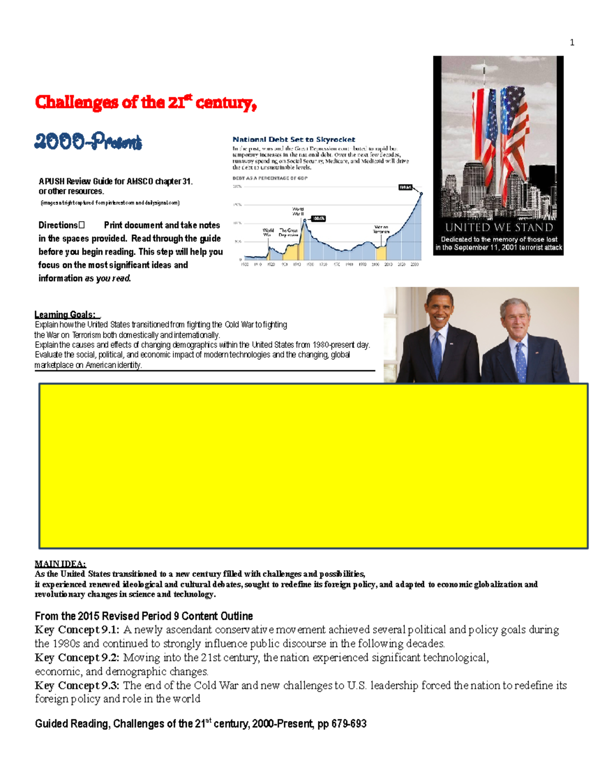 Adam Moreno - Chpt 31 - AMSCO 31 note taking guide - Challenges of the ...