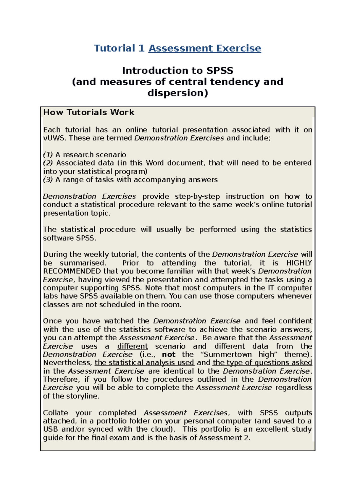 Tutorial 1 Assessment Exercise 20206013 - Tutorial 1 Assessment ...