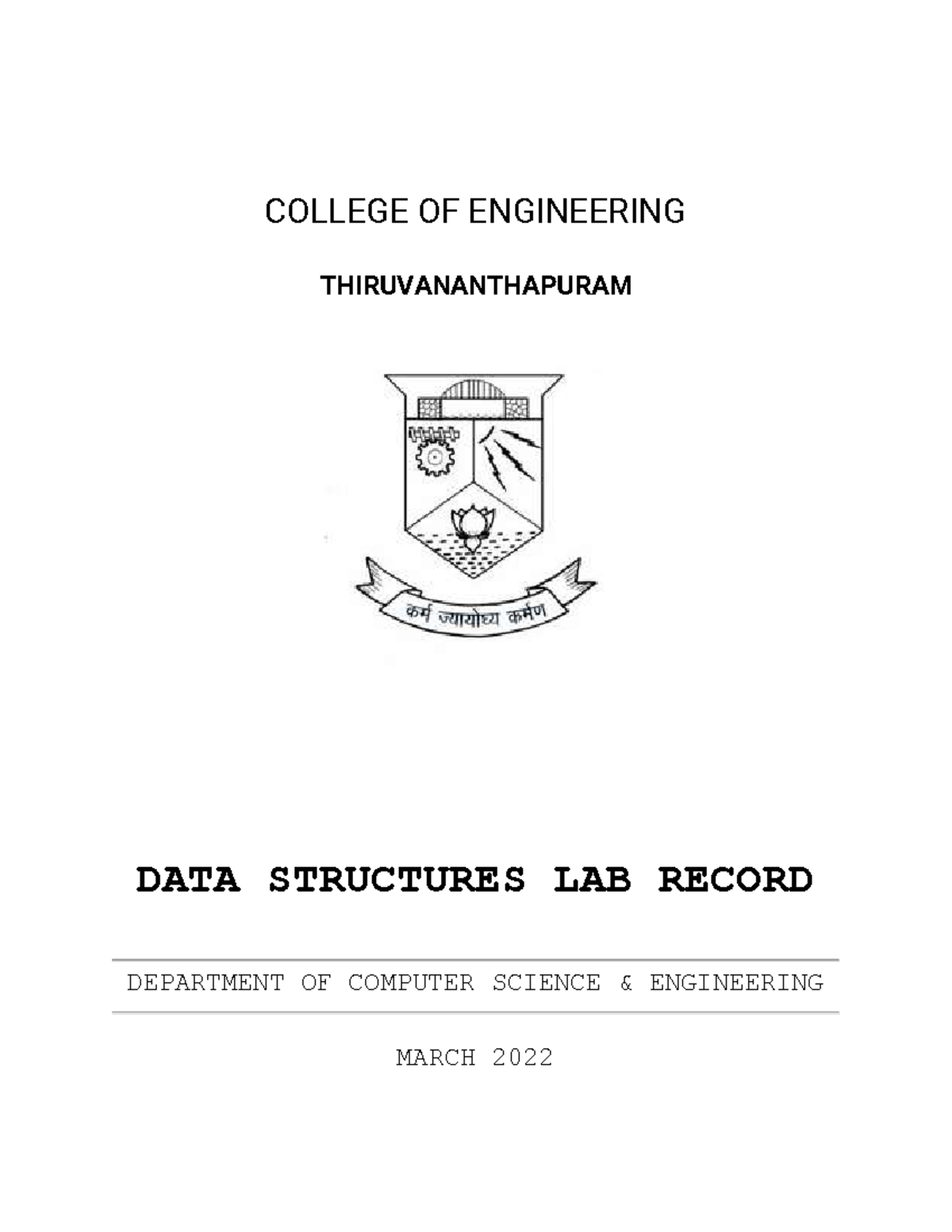 Data Structures Lab Report 2020-24 Batch - COLLEGE OF ENGINEERING ...