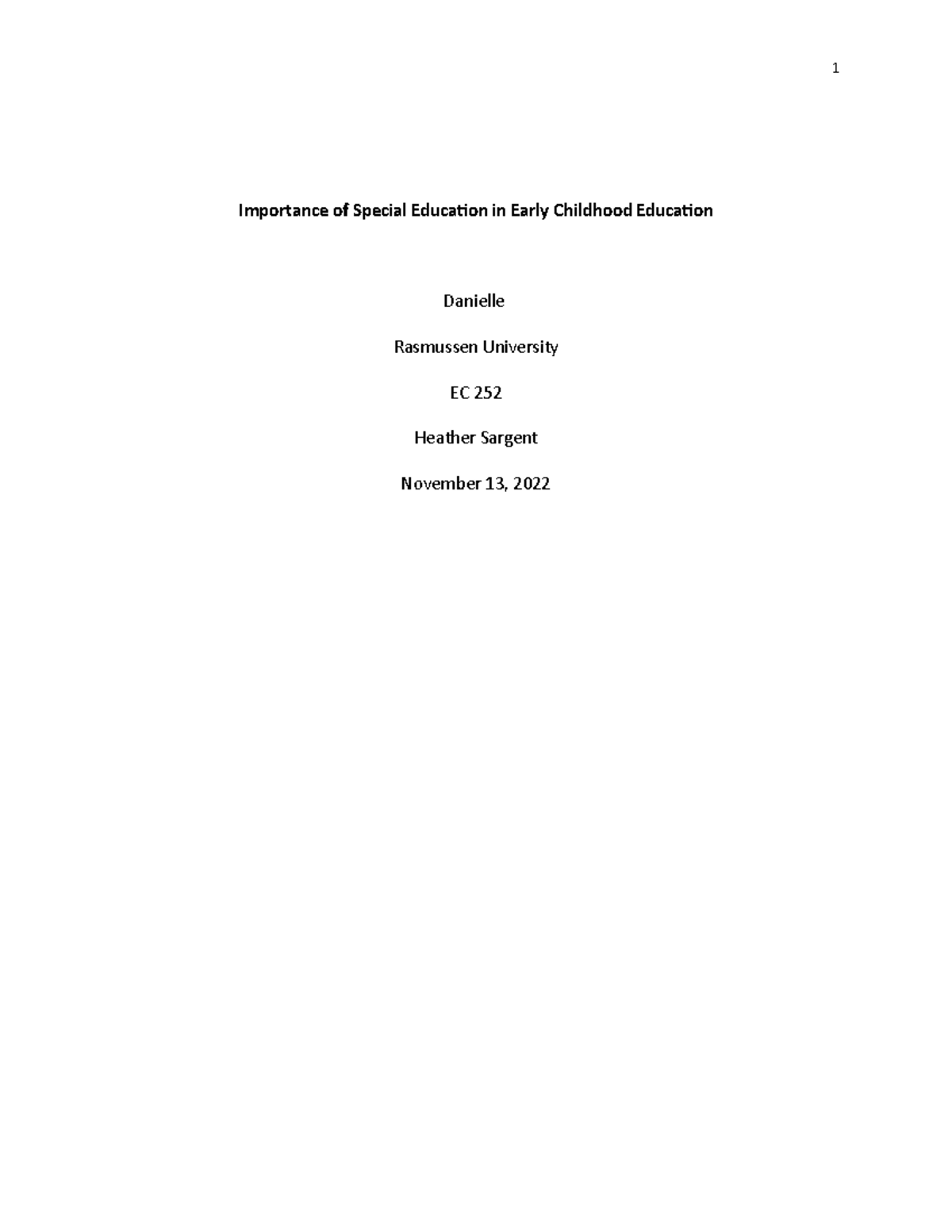 Modle 1 writt- ec252 - module 1 - Importance of Special Education in ...