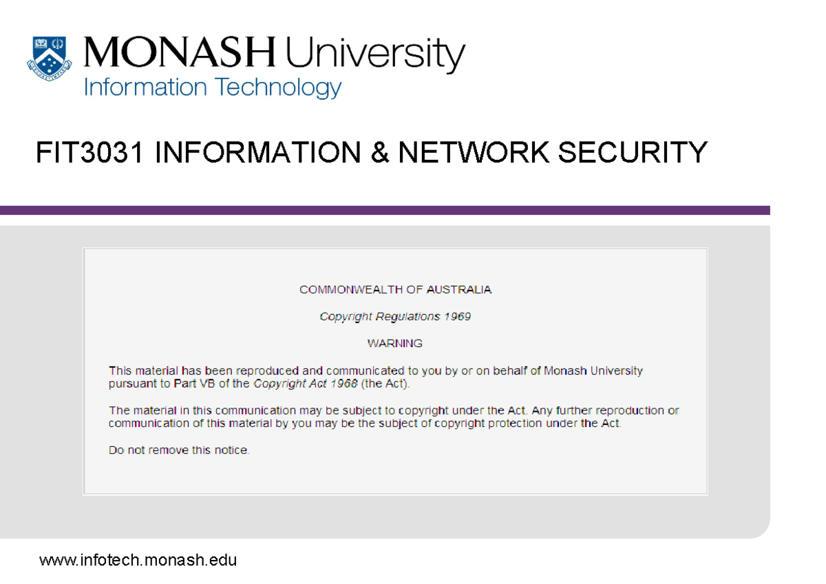 LN5 Web security - Lecture notes 5 - FIT3031 INFORMATION &amp; NETWORK ...