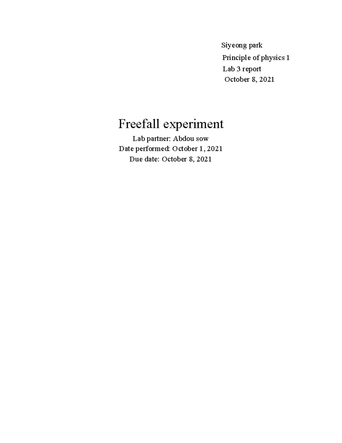 Physics lab 3 for the general physics - PHYS 111 - Studocu