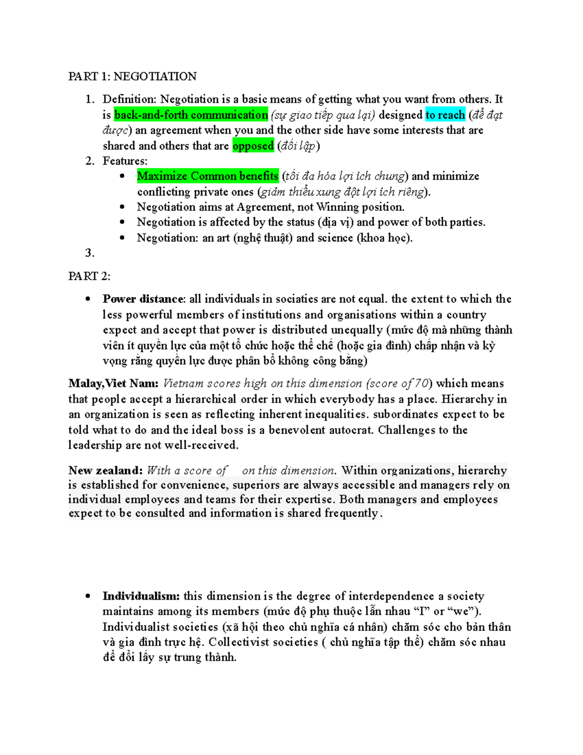 Cuối kì đàm phán - jkli - PART 1: NEGOTIATION Definition: Negotiation ...
