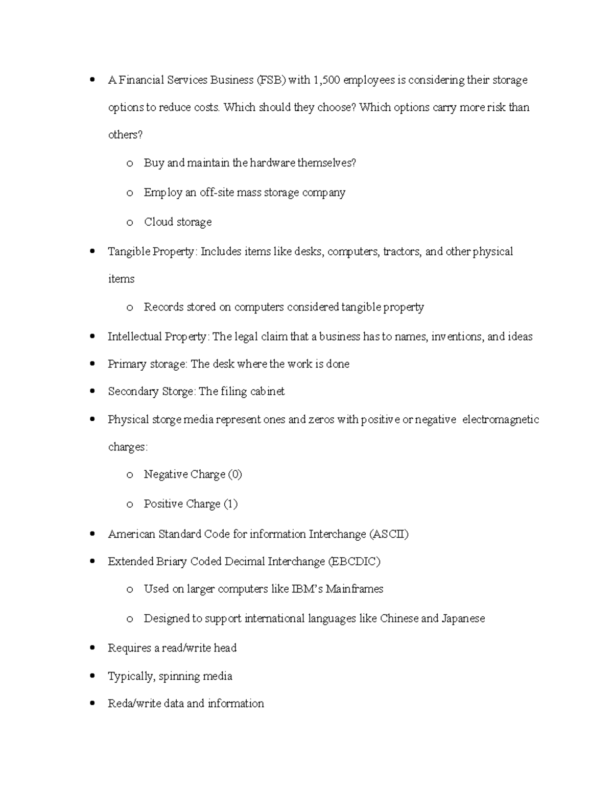 CIS 105 Chapter 5- Business Storage - A Financial Services Business ...