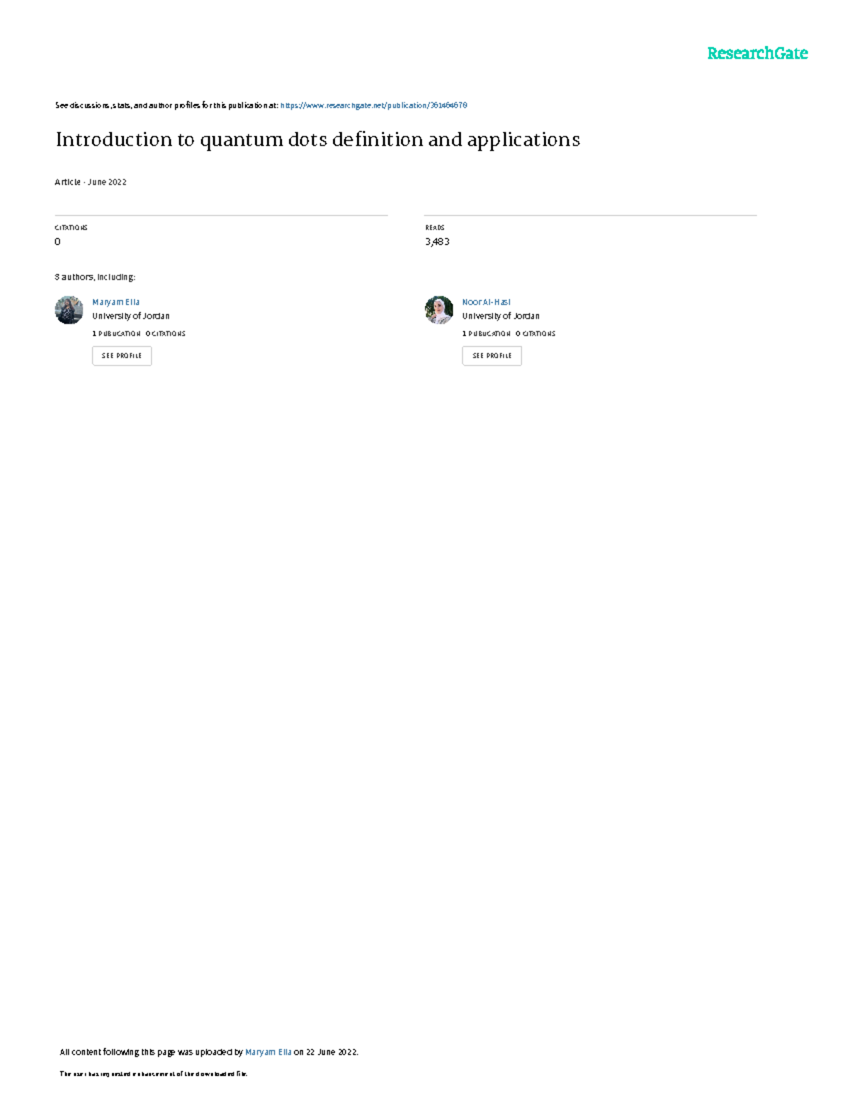 Quantumdots - See discussions, stats, and author profiles for this publication at: - Studocu