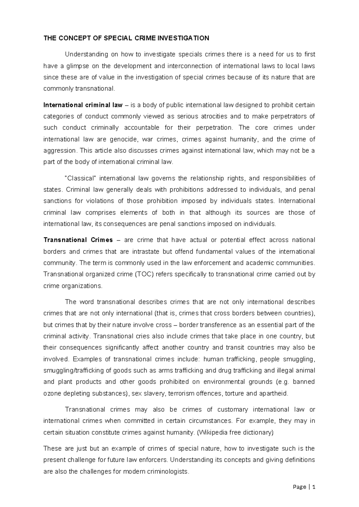 CDI 3 Module m1 - Crim - THE CONCEPT OF SPECIAL CRIME INVESTIGATION ...