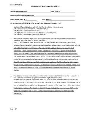 NURS 223L - Psychiatric Nursing Care Plan Template - Course: NURS 223L ...