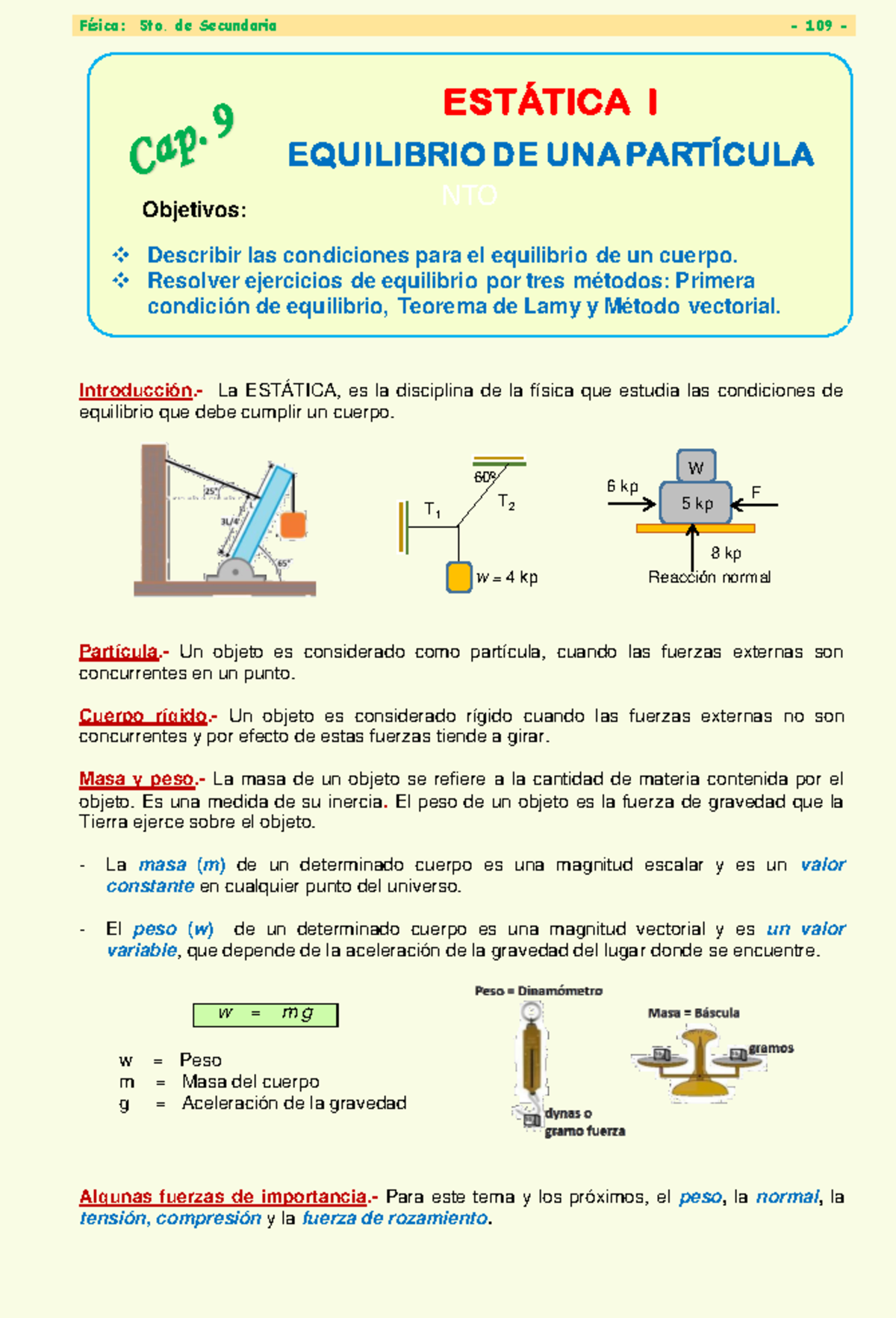 Estática y ejercicios - Física: 5to. de Secundaria - 109 - NTO ESTÁTICA ...
