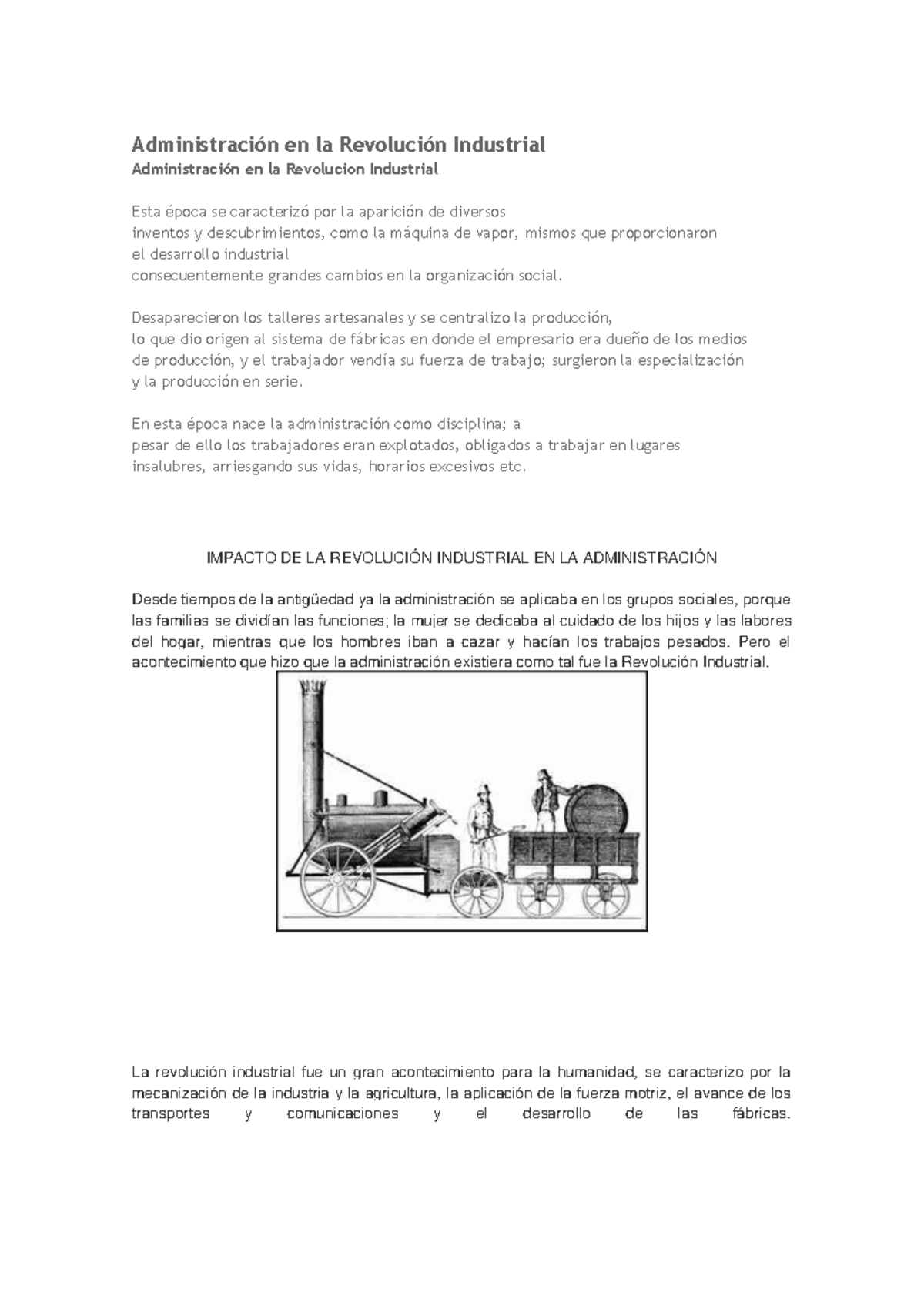 Administración en la Revolución Industrial - Administración en la Revolución Industrial - Studocu
